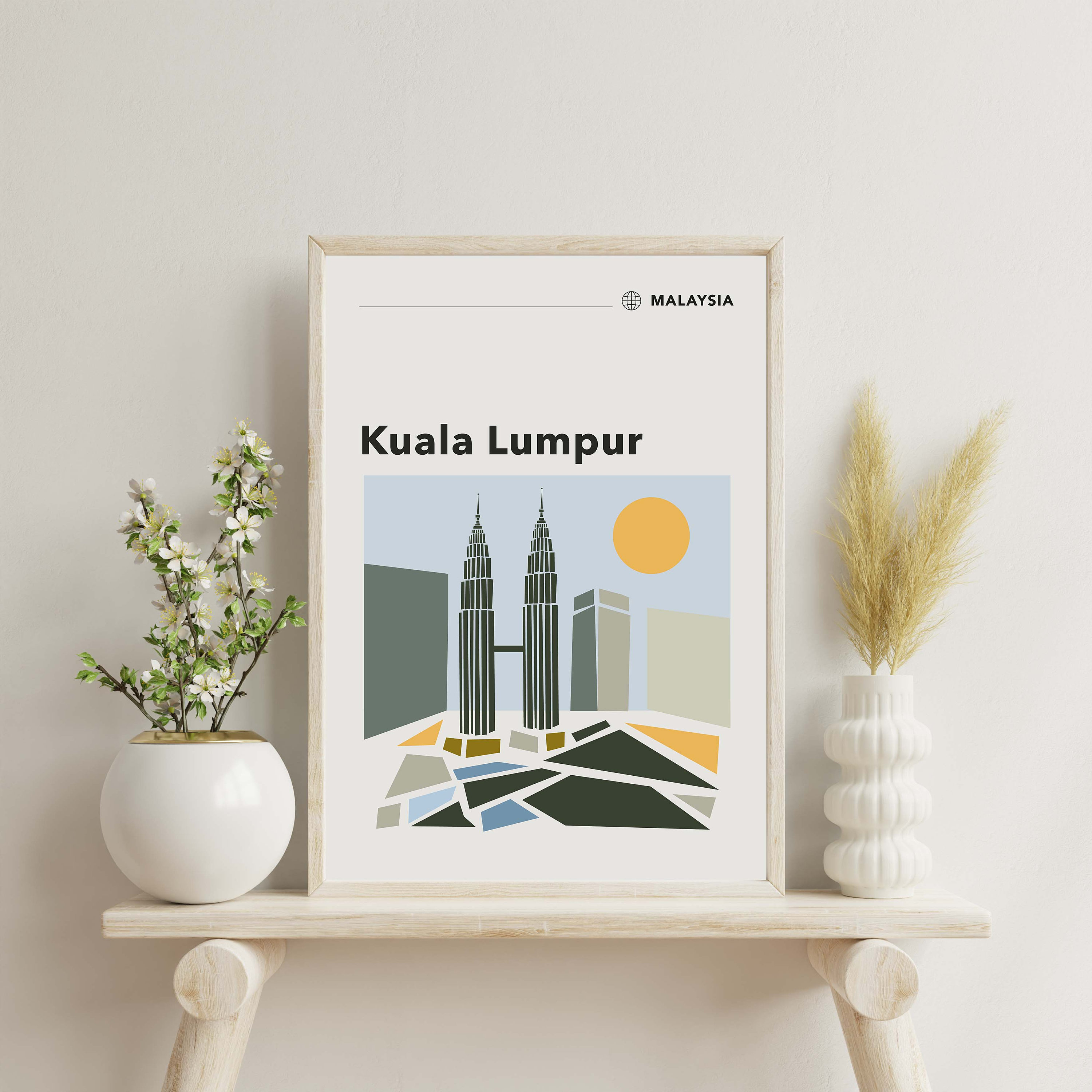Malaysia Poster | Kuala Lumpur Skyline | Minimalist Travel Poster ...