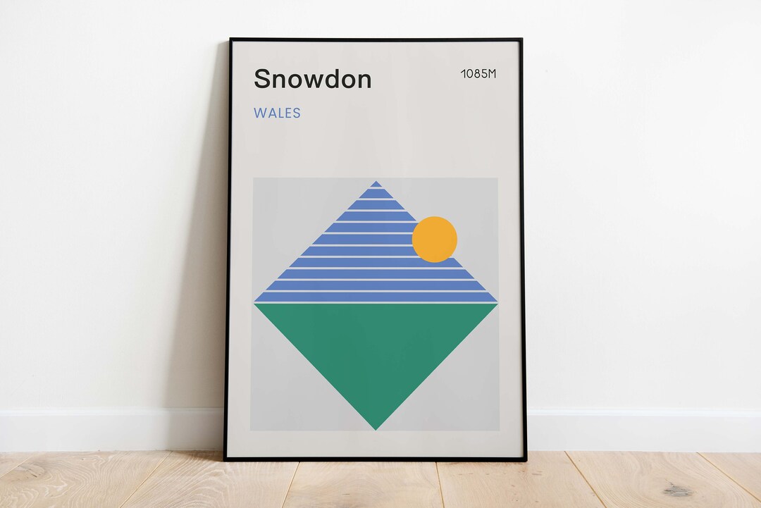 Mount Snowdon Print | Hiking | Bauhaus Poster | Mid-century Modern | UK ...