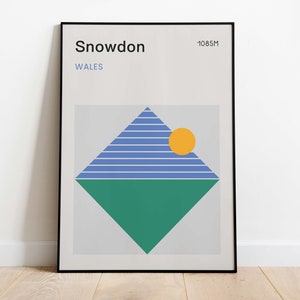 Mount Snowdon Print | Hiking | Bauhaus Poster | Mid-century Modern | UK ...