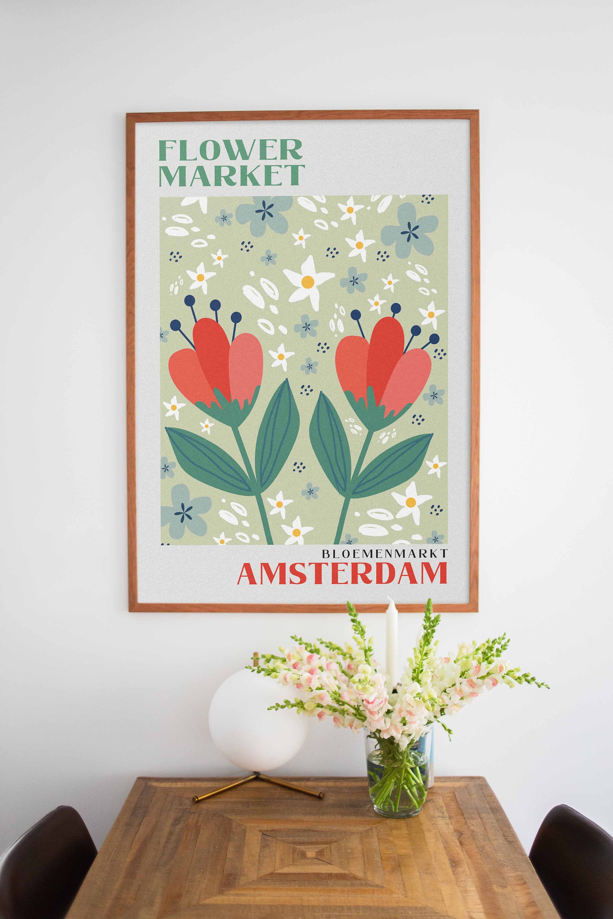 Flower Market Print, Set of 9, Wildflower Print, Retro Flower Print ...