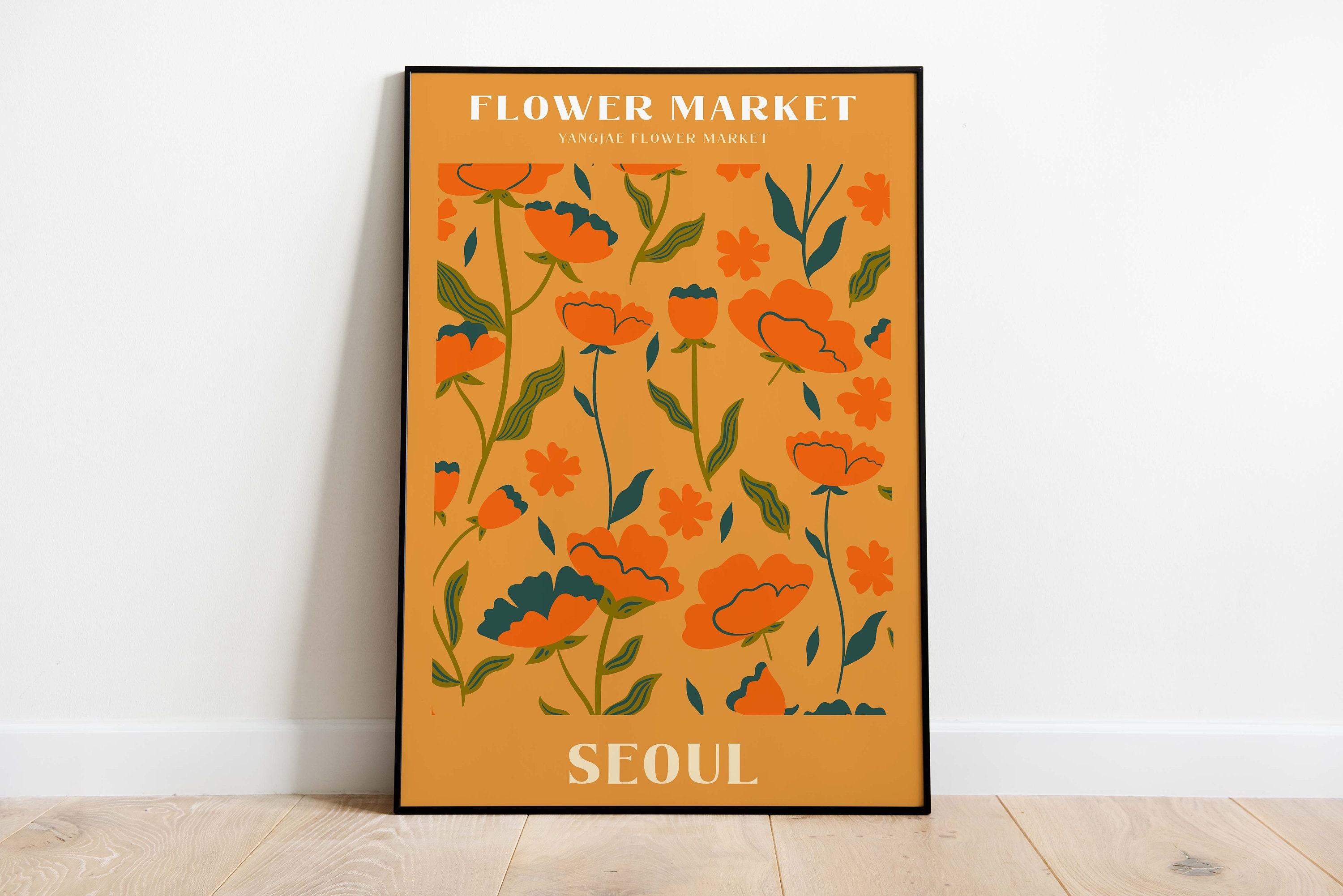 Seoul Flower Market Print, South Korea Travel Poster, Boho Wall Decor ...