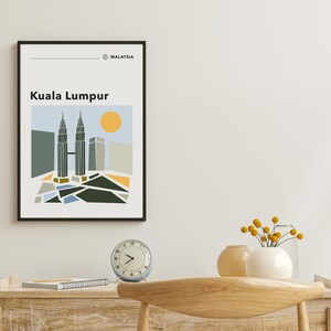 Malaysia Poster | Kuala Lumpur Skyline | Minimalist Travel Poster ...