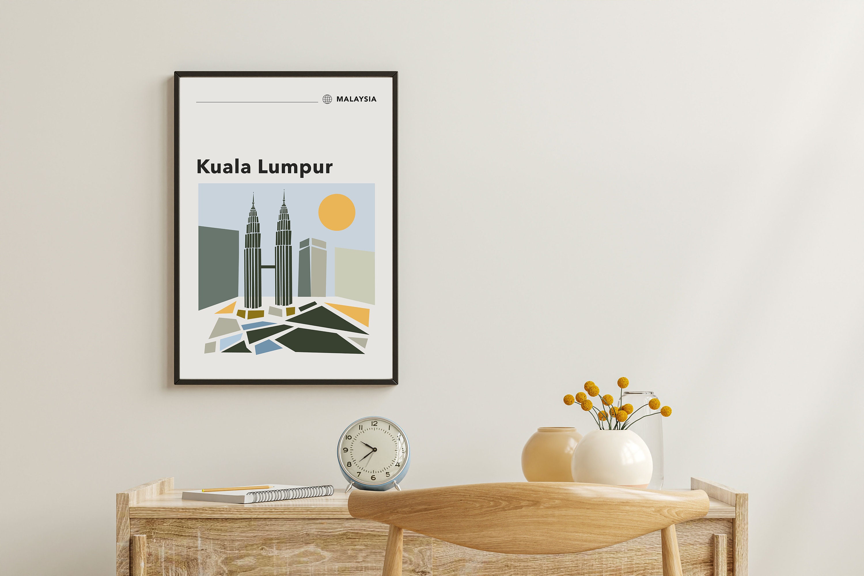 Malaysia Poster | Kuala Lumpur Skyline | Minimalist Travel Poster ...
