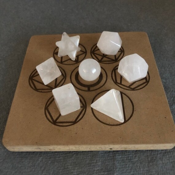 Platonic Solids Set 7 Quartz Crystal Stones Kit in Wooden Box - Etsy