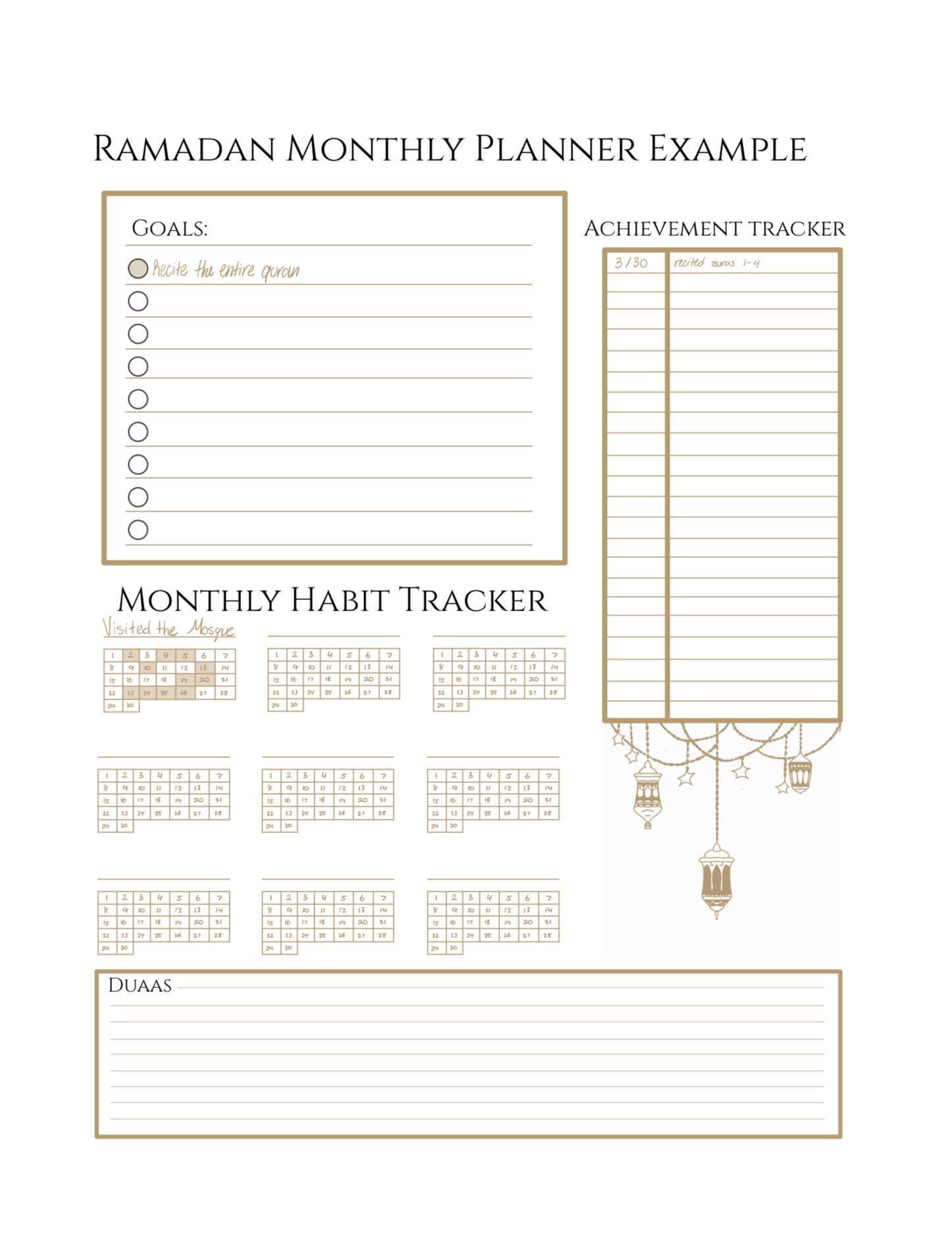 White Ramadan Daily Planner Printable - Etsy Canada