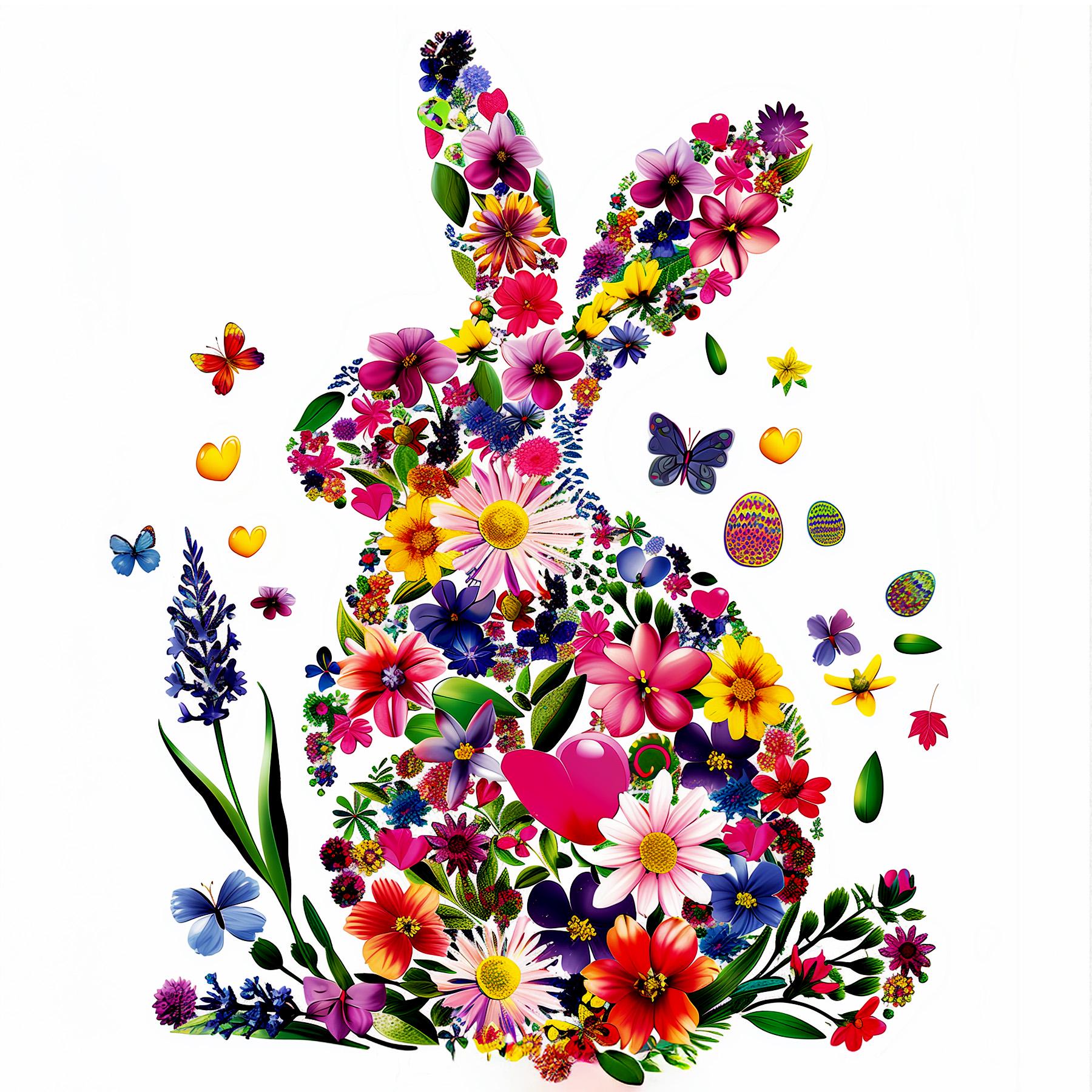Bunny Easter PNG Design, Spring Floral PNG, Flower Easter Design PNG ...