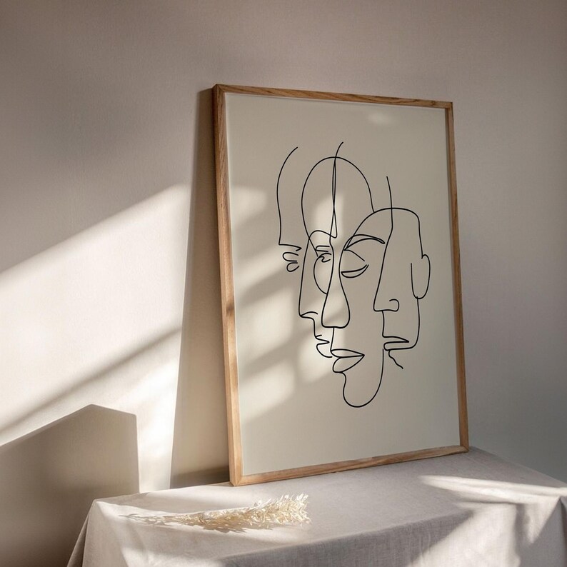 Abstract Faces Line Art, Minimal One Line Wall Art, Abstract Minimal ...