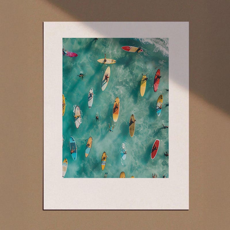 Tiny People Surfing Print - Etsy