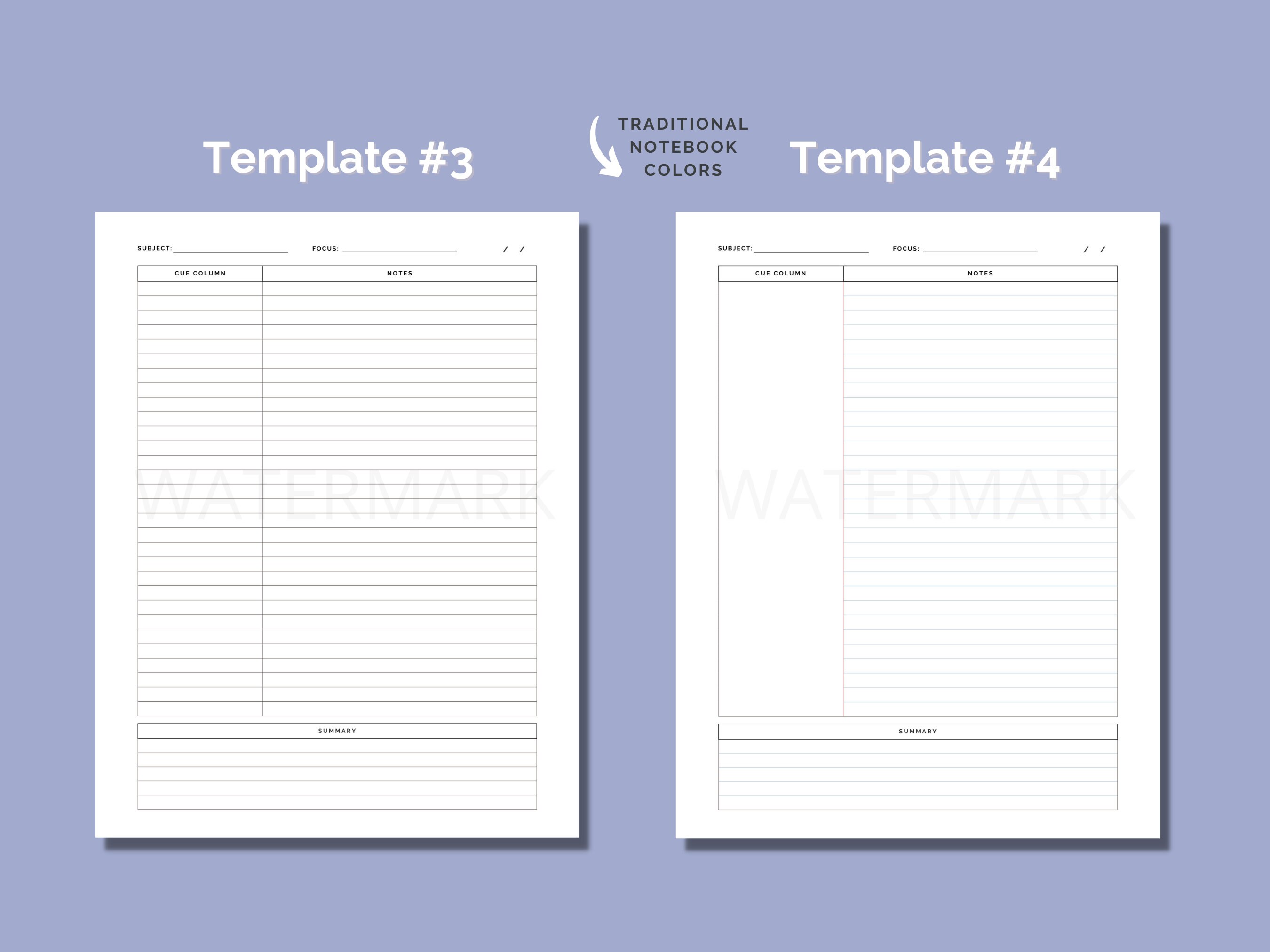 Cornell Notes Templates | Printable + PDF Fillable | Time Management ...