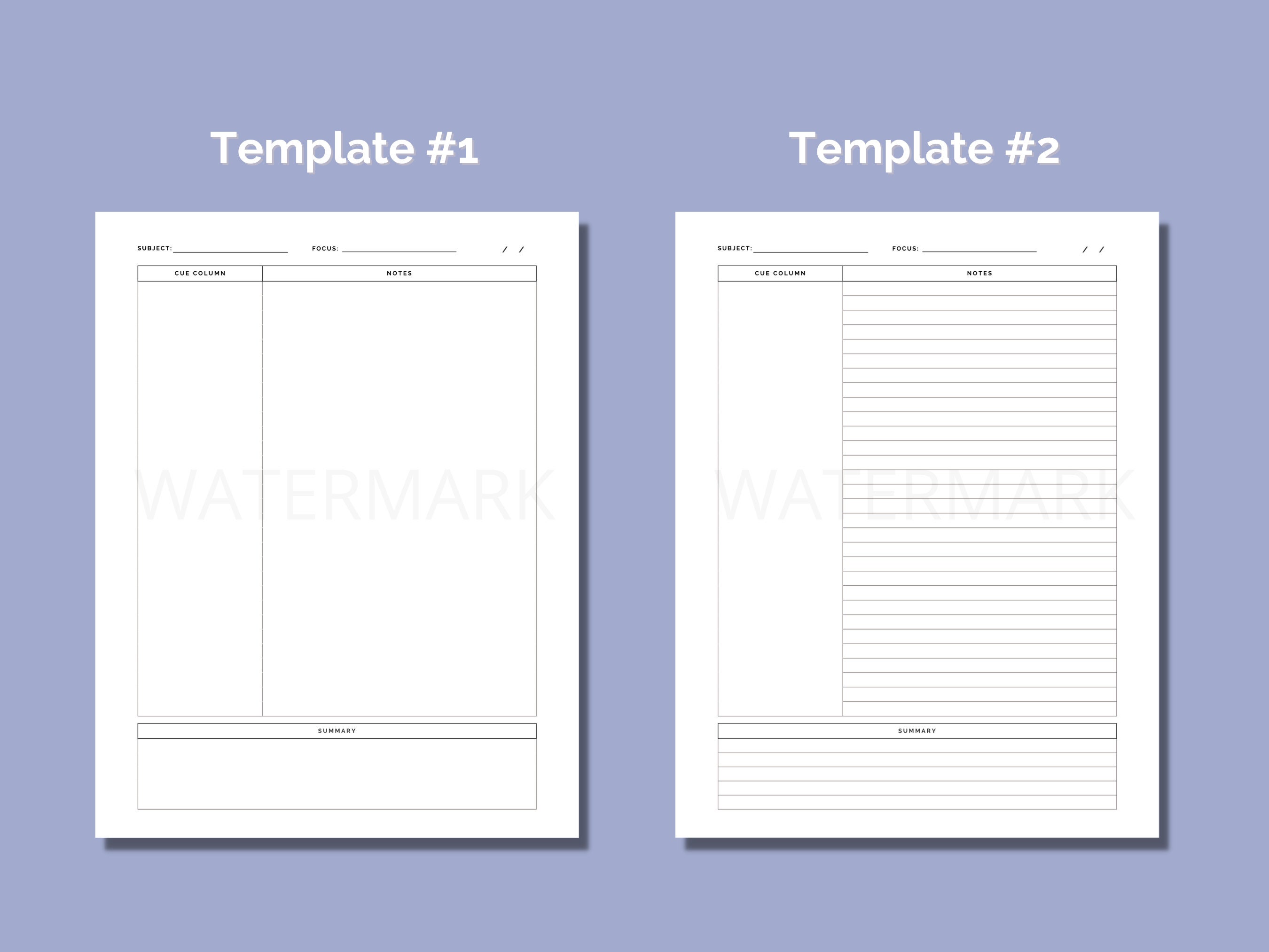 Cornell Notes Templates | Printable + PDF Fillable | Time Management ...