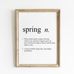 Spring Printable Art, Spring Definition Poster, Spring Decor, Home ...
