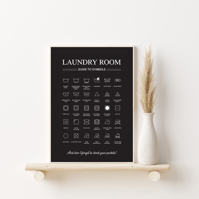 Laundry Symbols Laundry Room Printable Art Laundry Sign - Etsy