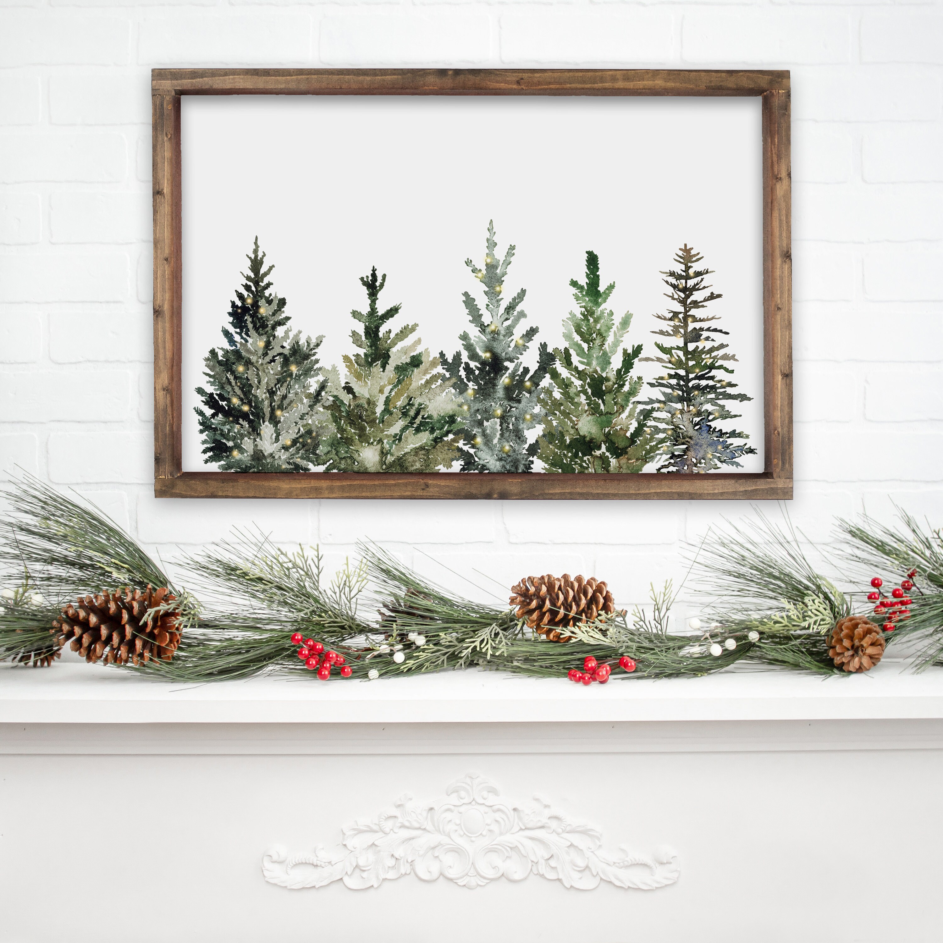 Arbres De Noel, Pins, Art De Noel Affiche vendu par Round Best-Selling ...