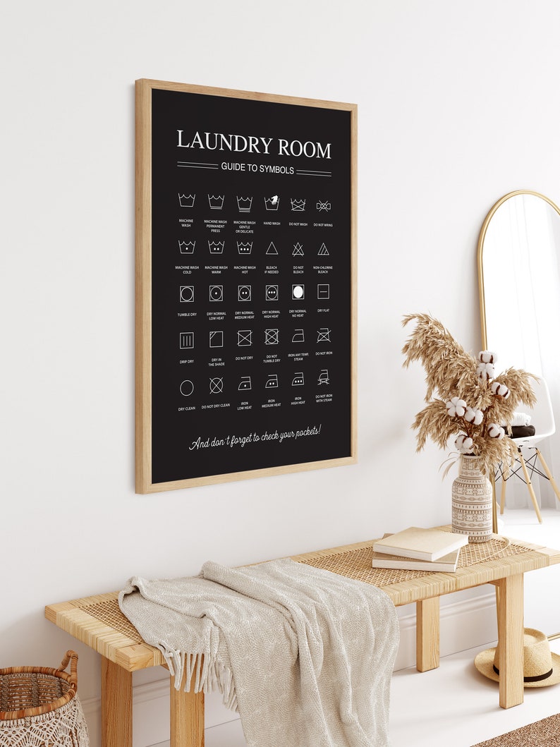 Laundry Symbols Laundry Room Printable Art Laundry Sign - Etsy