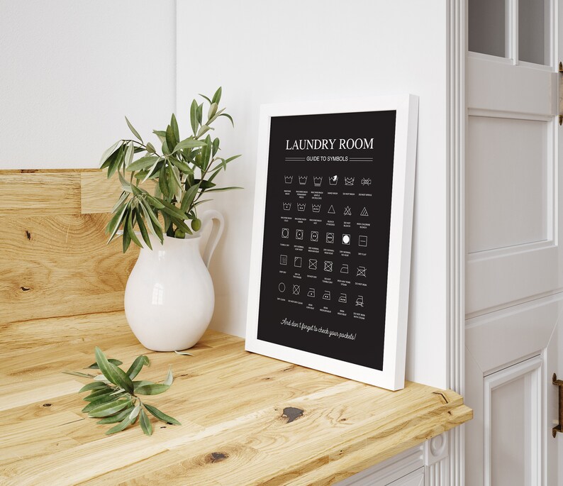 Laundry Symbols Laundry Room Printable Art Laundry Sign - Etsy