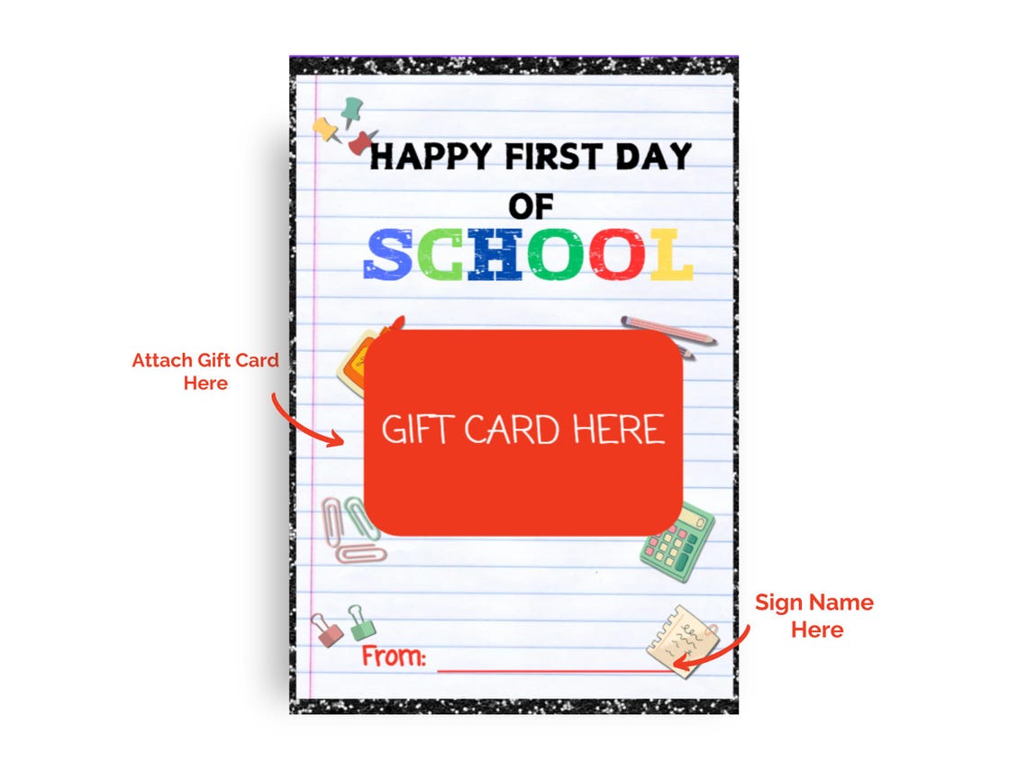 Printable Back to School Gift Card Holder for Teacher Instant Download ...