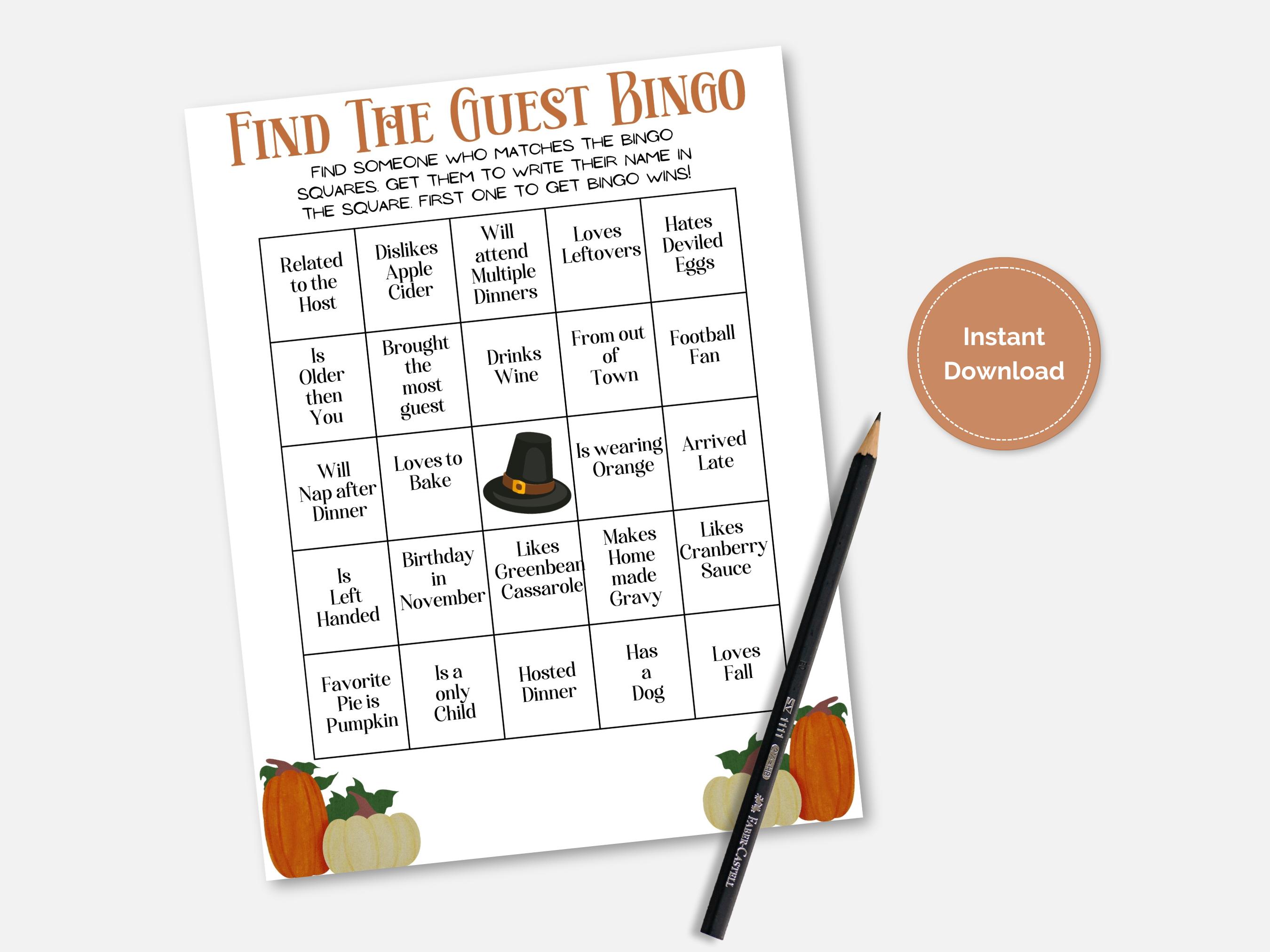 Thanksgiving Guess the Guest Who Bingo Game - Etsy