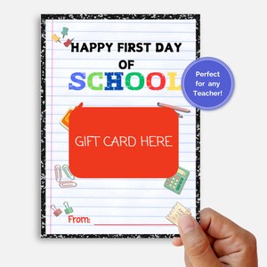 Printable Back to School Gift Card Holder for Teacher Instant Download ...