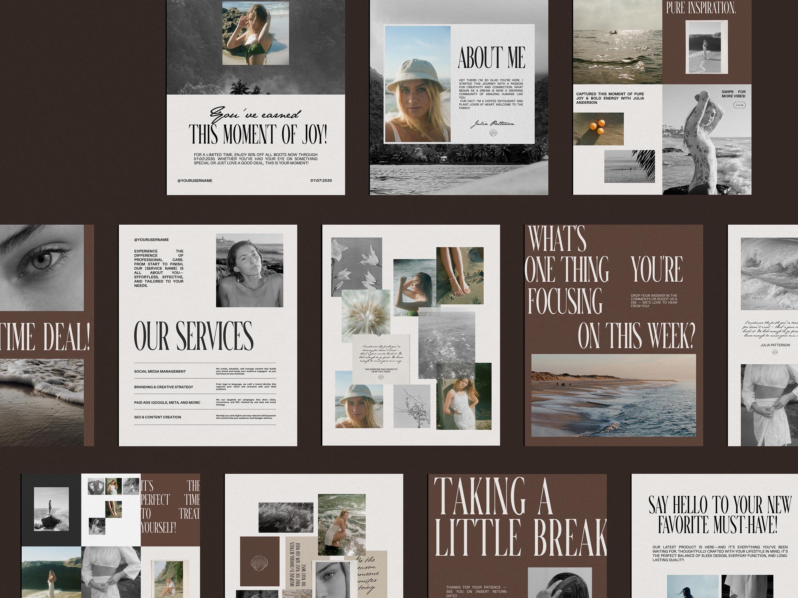 40 Instagram Post Kit Canva Templates | Instagram Portrait Post Collage ...