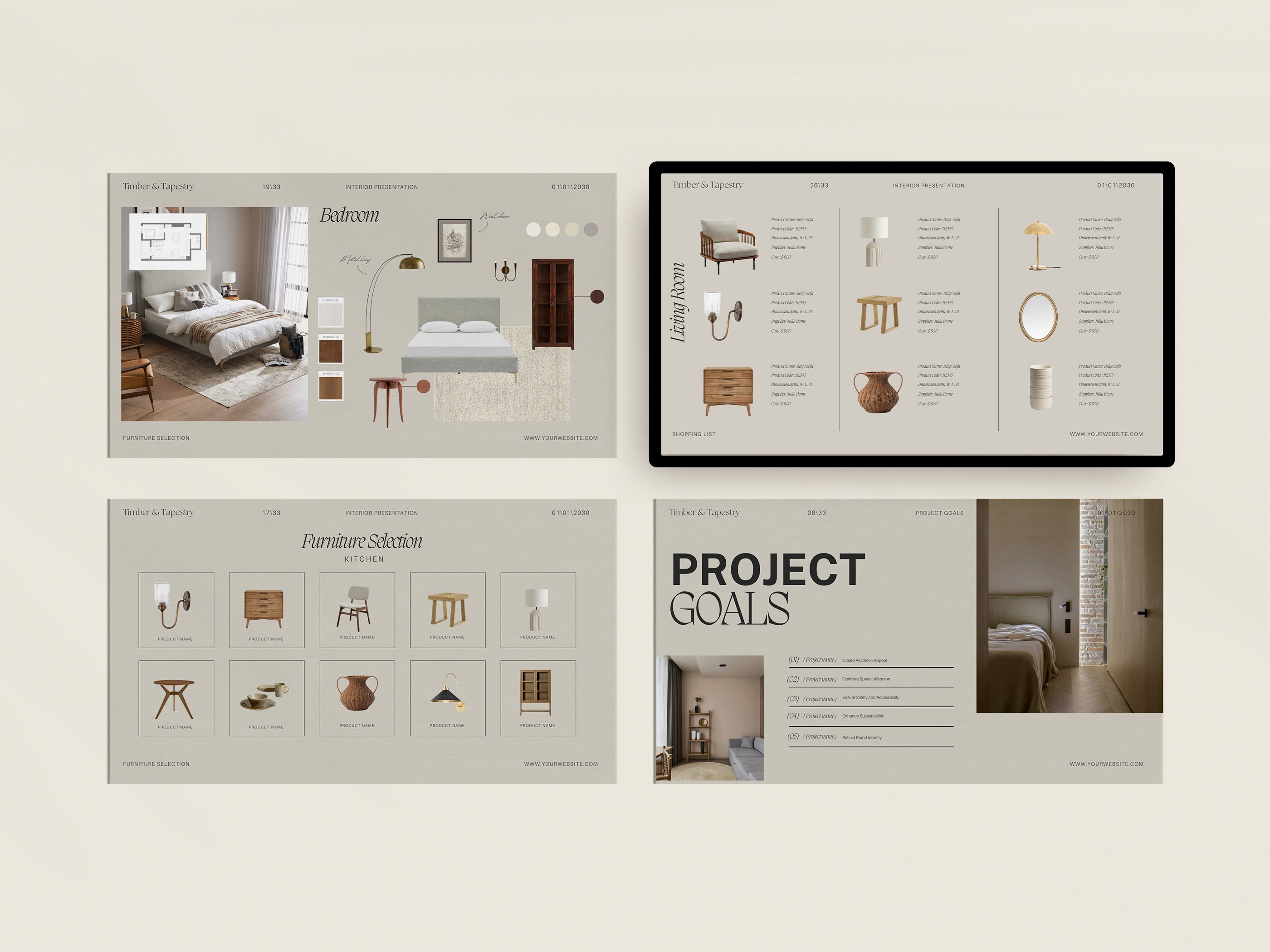 Interior Design Presentation Canva Template, Interior Design Mood Board ...