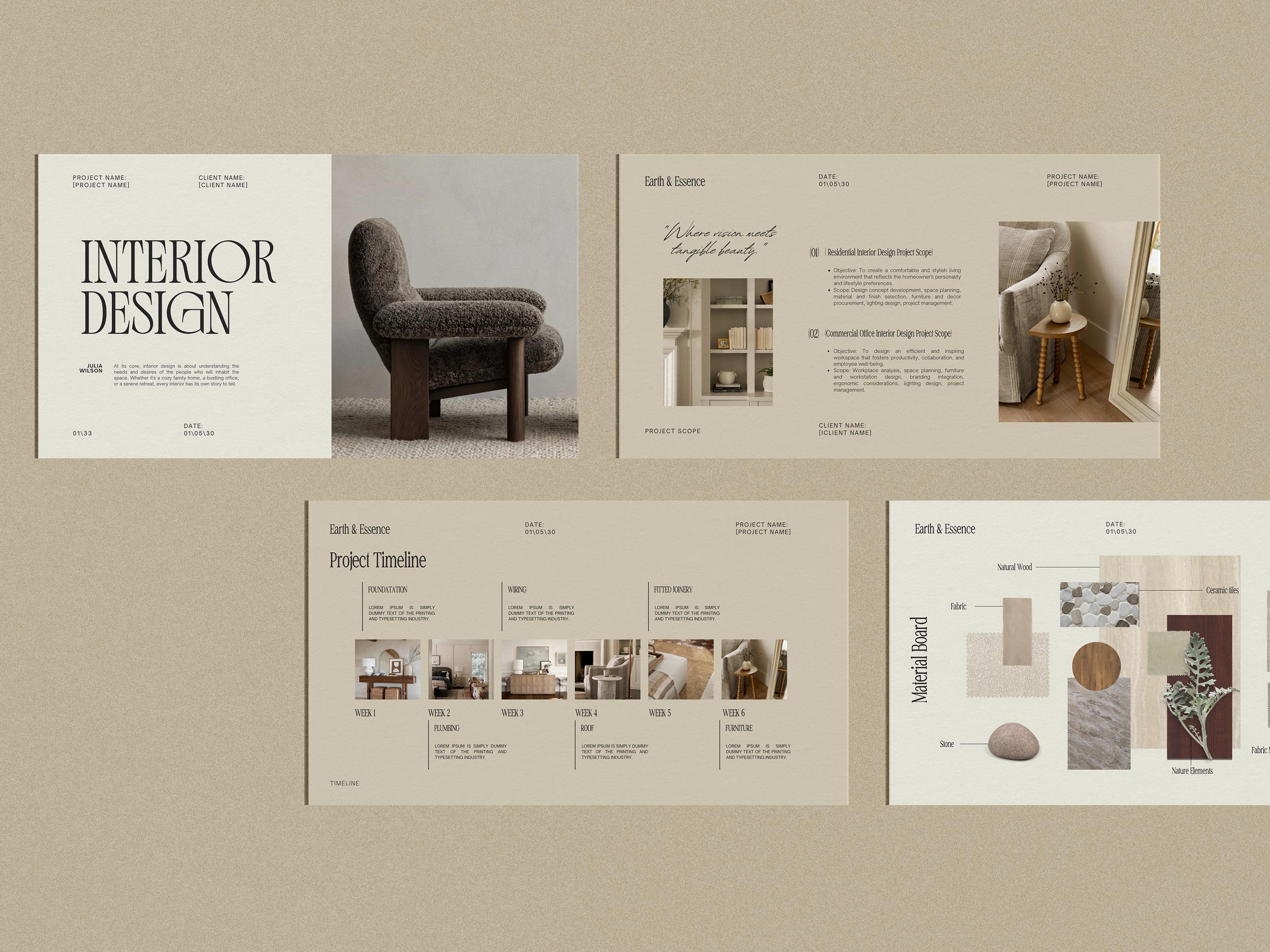 Interior Design Client Presentation Canva Template | Editable Mood ...