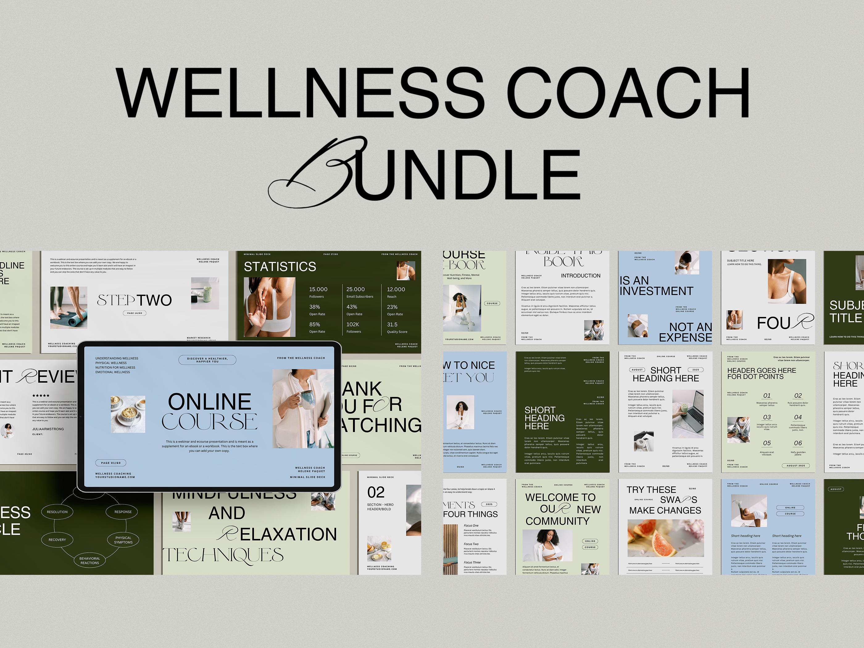 Wellness Coach Bundle Canva Templates | 60-page Ebook & 60-slide Deck ...