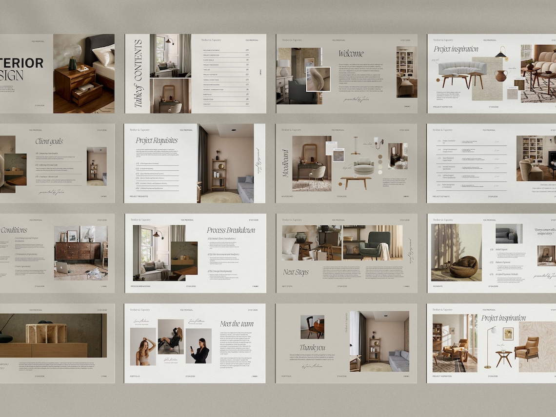 Interior Design Fee Proposal Template | Editable Canva Proposal ...