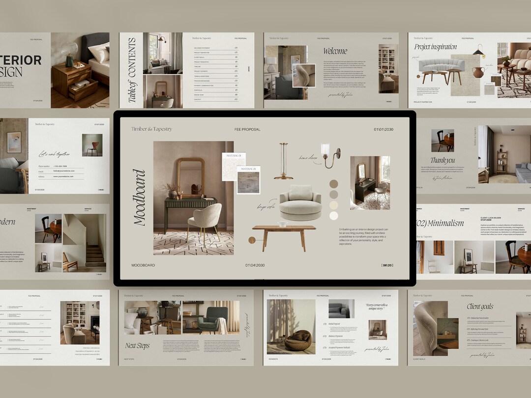 Interior Design Fee Proposal Template | Editable Canva Proposal ...