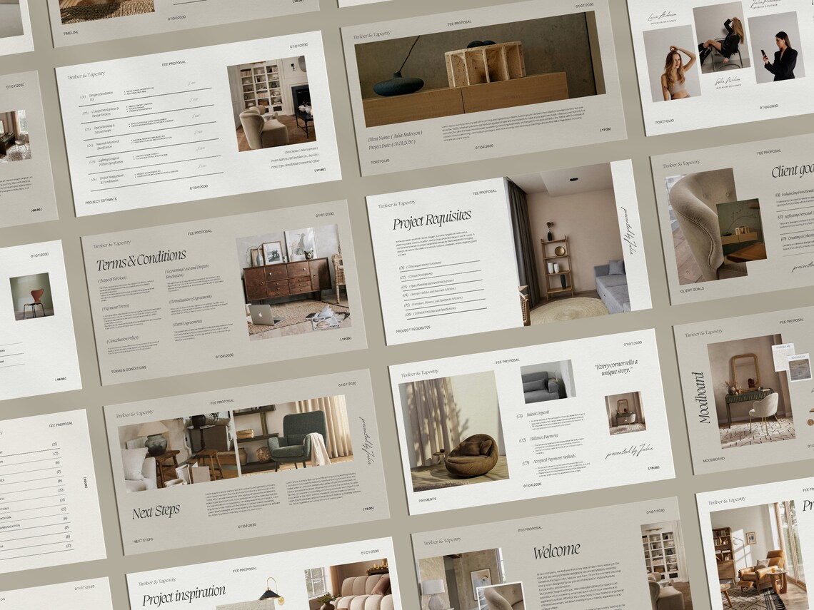 Interior Design Fee Proposal Template | Editable Canva Proposal ...