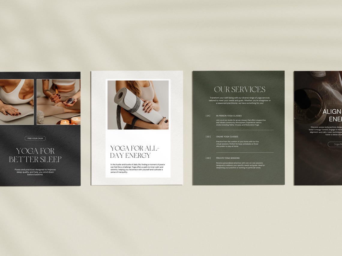 Yoga Instagram Portrait Post Canva Template, Social Media Bundle for ...