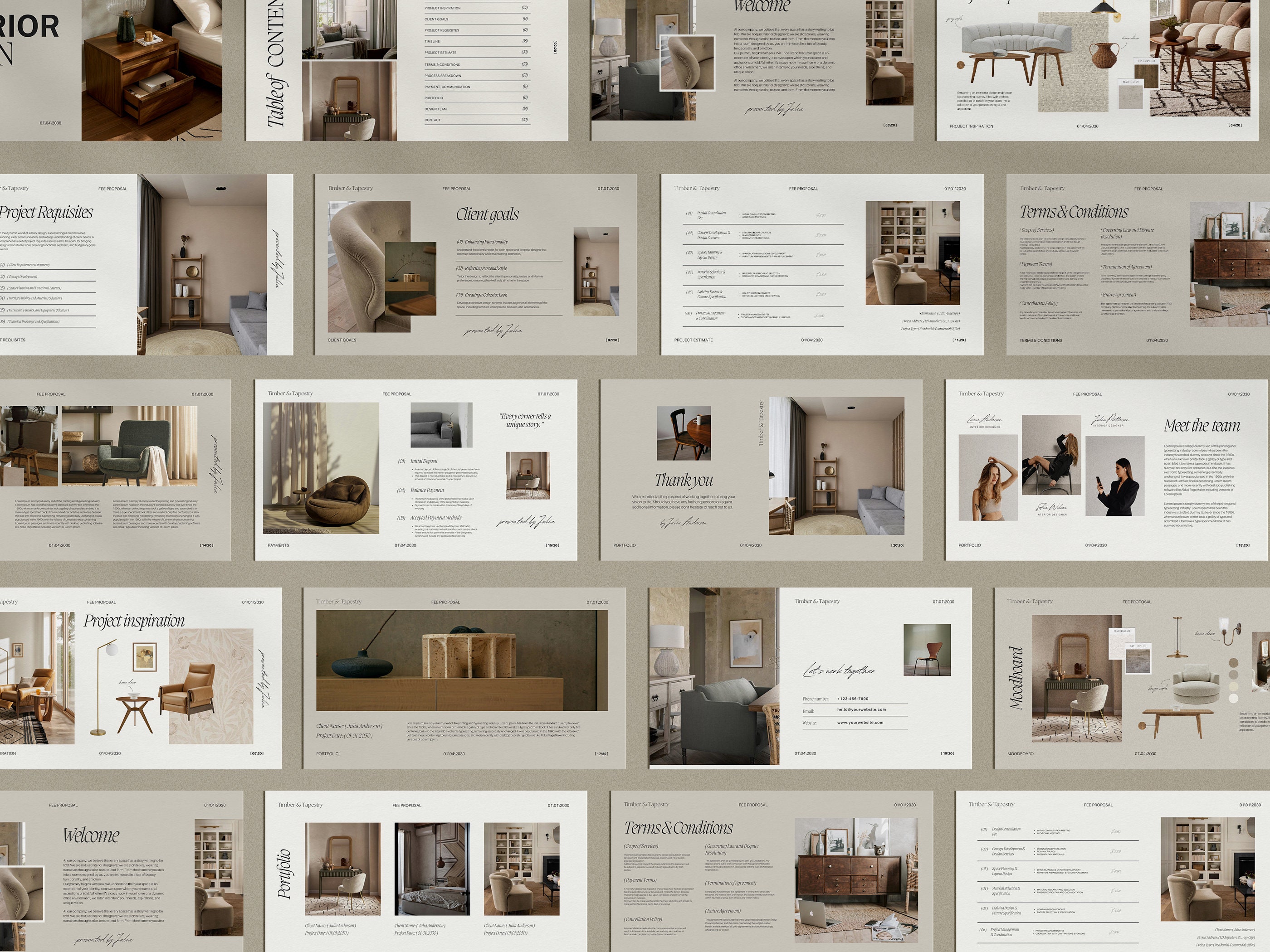 Interior Design Fee Proposal Presentation Canva Template, Interior ...