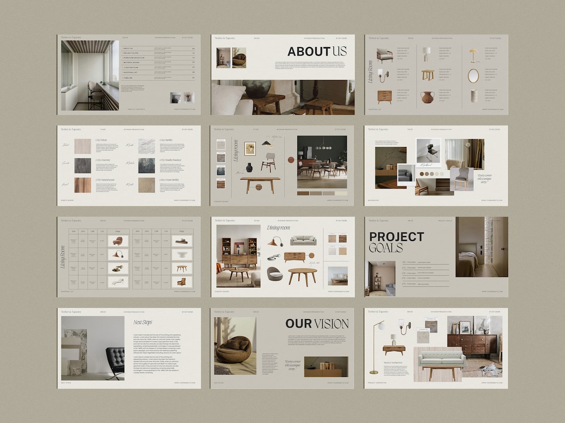 Interior Design Presentation Canva Template, Interior Design Mood Board ...