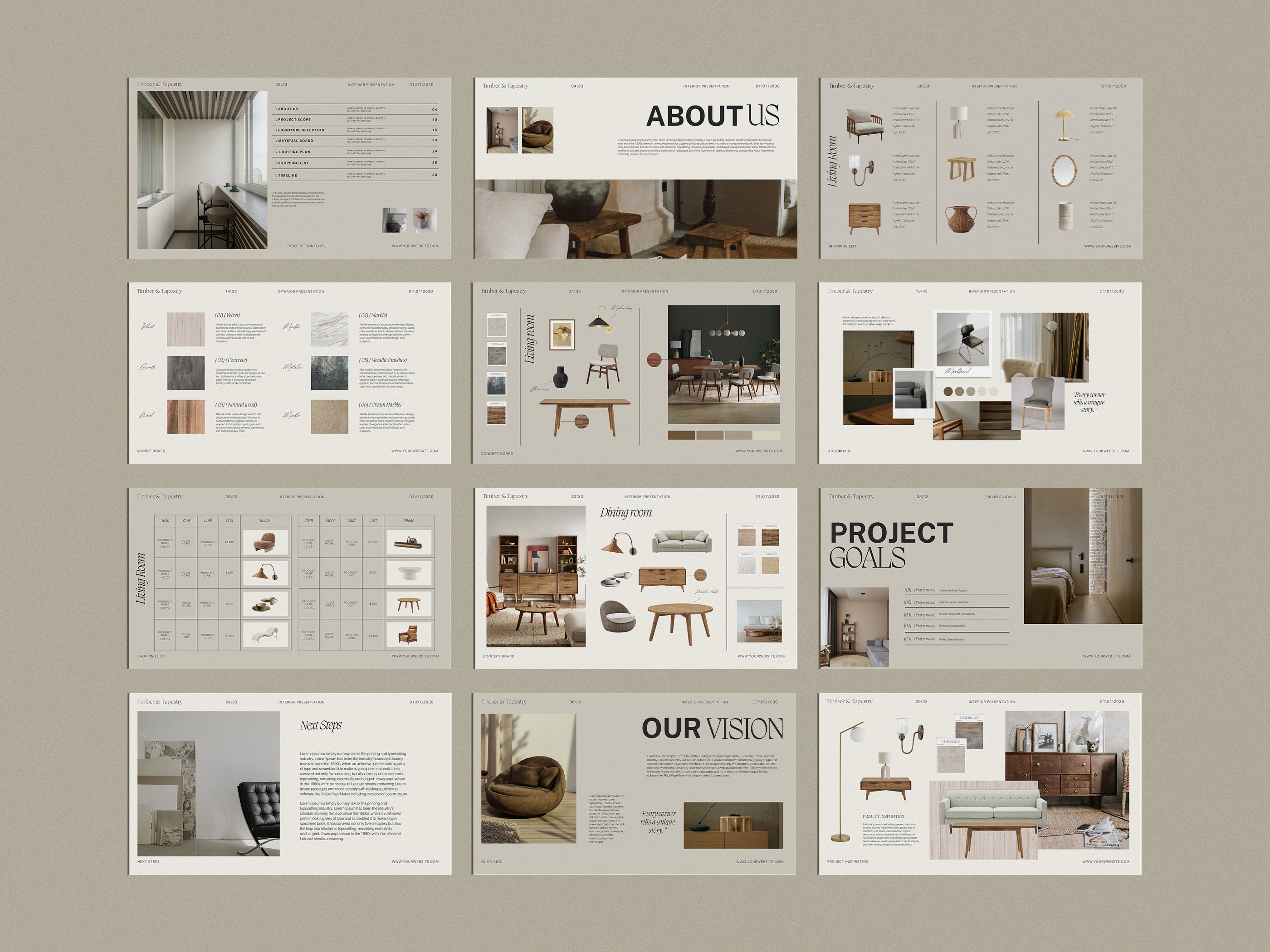 Interior Design Presentation Canva Template, Interior Design Mood Board ...