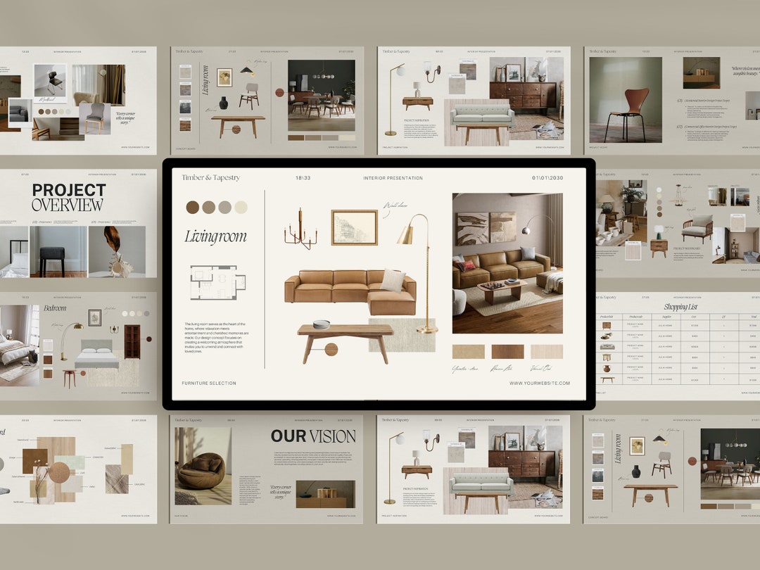 Interior Design Presentation Canva Template, Interior Design Mood Board ...