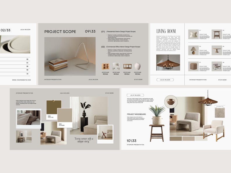 Interior Design Presentation Canva Template, Interior Designer Client Guide Mood Board, Interior ...