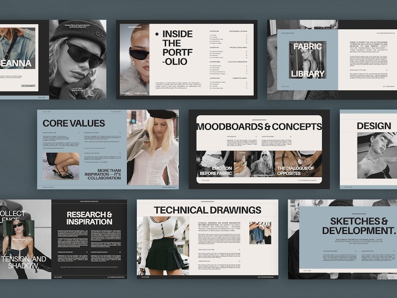 20-page Fashion Designer Portfolio Canva Template | Editable ...