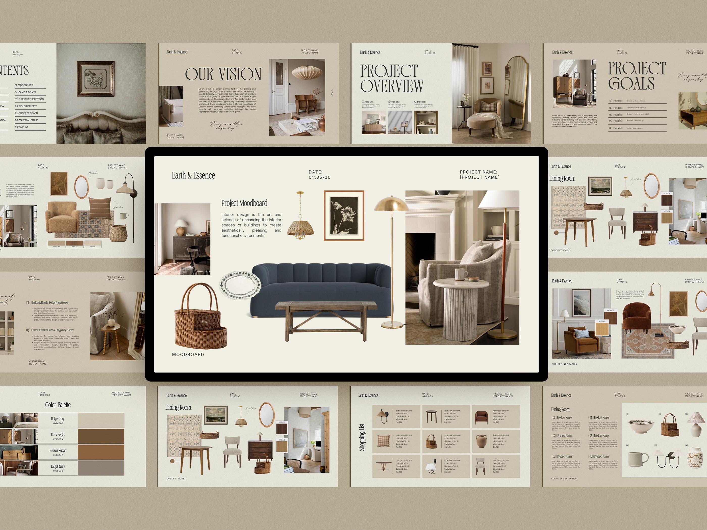 Interior Design Client Presentation Canva Template | Editable Mood ...