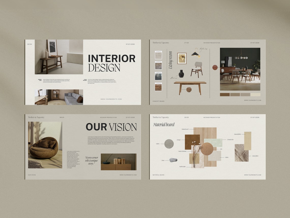 Interior Design Presentation Canva Template, Interior Design Mood Board ...