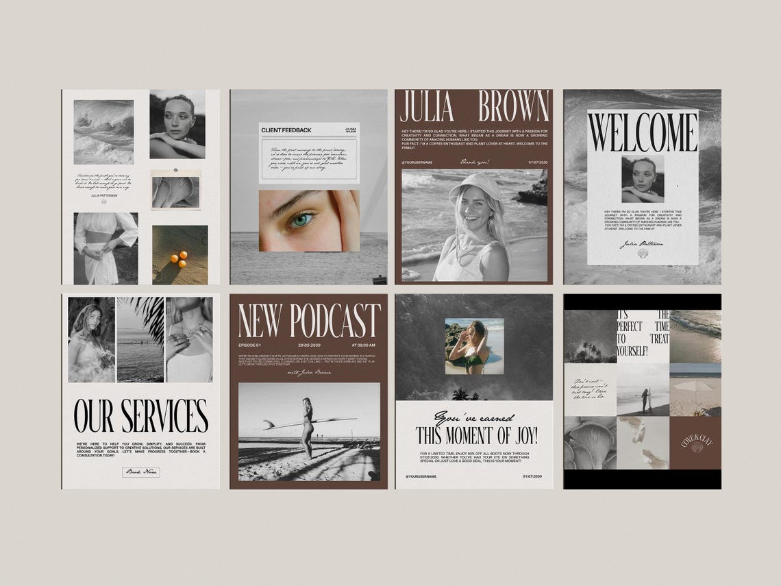 40 Instagram Post Kit Canva Templates | Instagram Portrait Post Collage ...