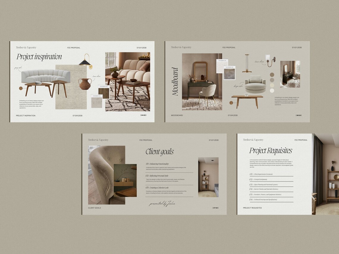 Interior Design Fee Proposal Template | Editable Canva Proposal ...