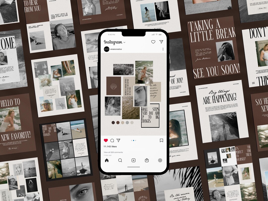 40 Instagram Post Kit Canva Templates | Instagram Portrait Post Collage ...