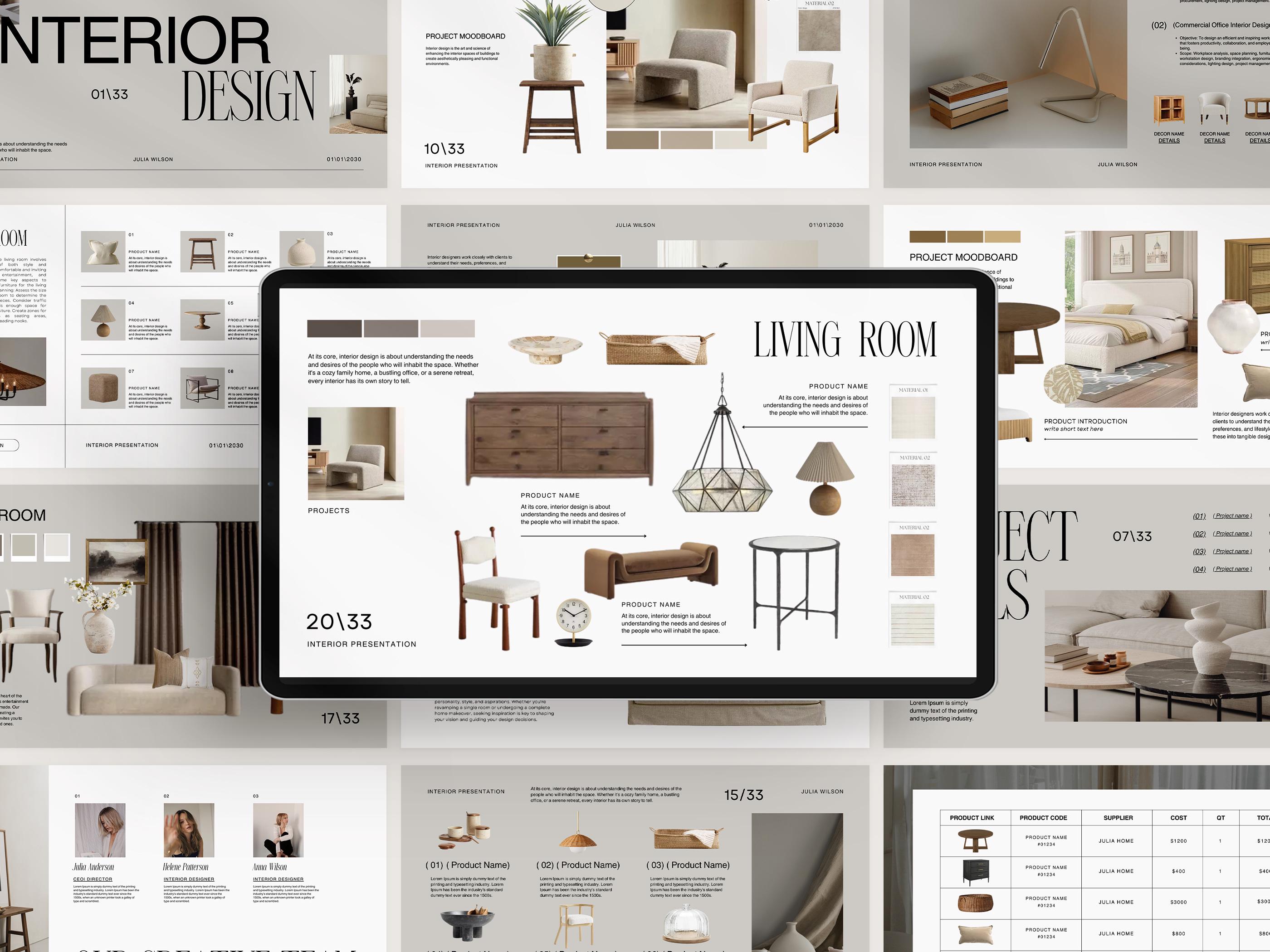 Interior Design Presentation Canva Template, Interior Designer Client ...