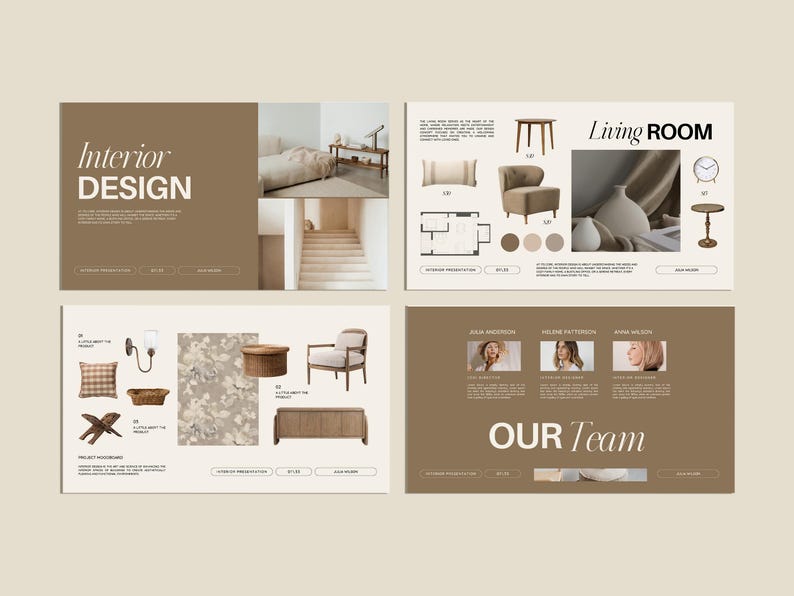 Editable Interior Design Presentation Canva Template | Client Guide, Mood Board & Portfolio ...