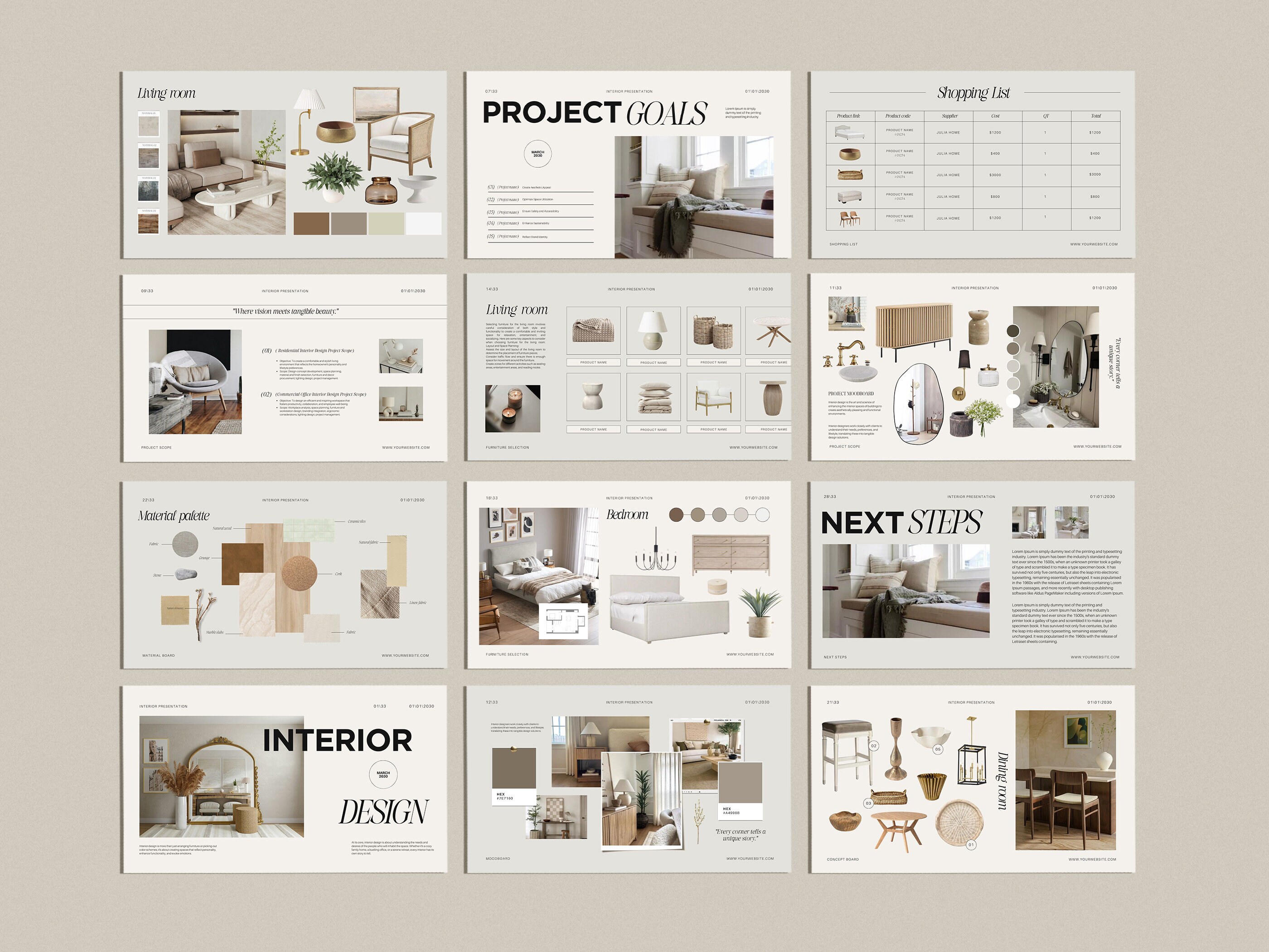 Interior Design Presentation Canva Template, Interior Designer Mood ...