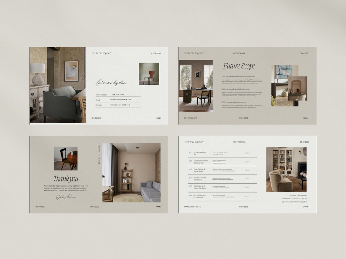 Interior Design Fee Proposal Template | Editable Canva Proposal ...