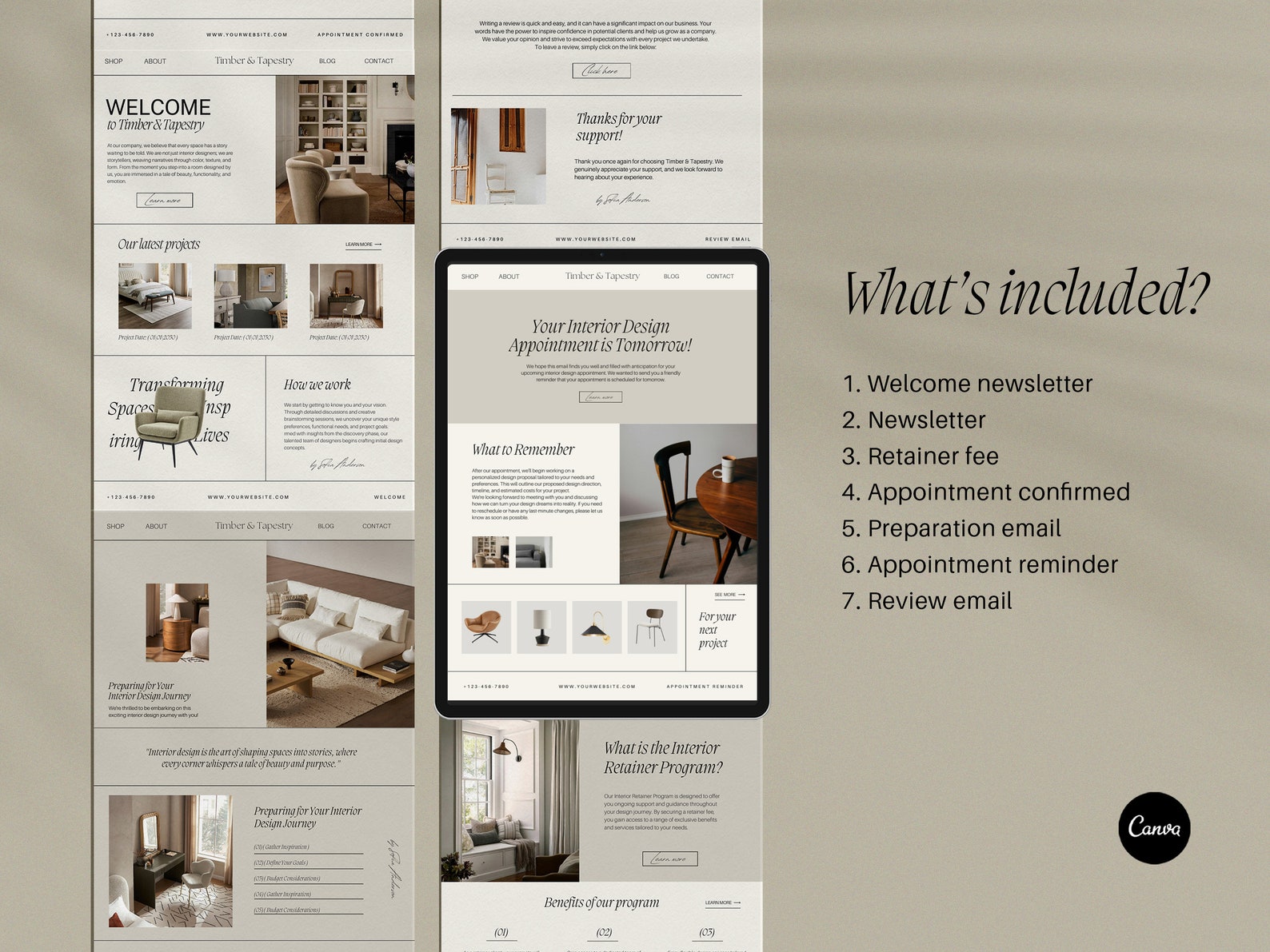 Canva Interior Design Email Template, Editable Canva Email Newsletter ...