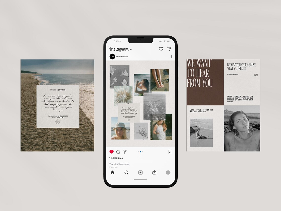 40 Instagram Post Kit Canva Templates | Instagram Portrait Post Collage ...