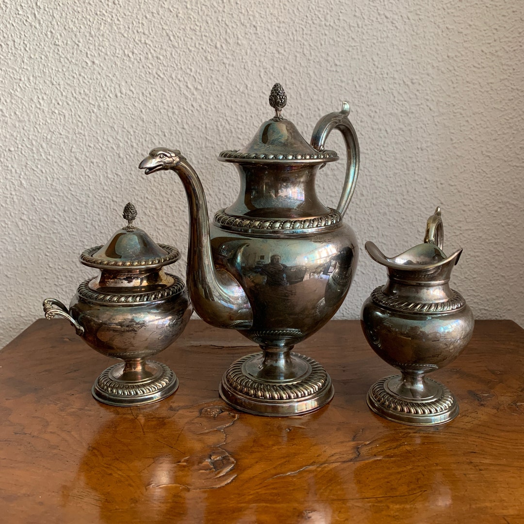 Vintage Spanish Elegant Coffee / Tea Set Made by Alpadur Retro Alpaca ...
