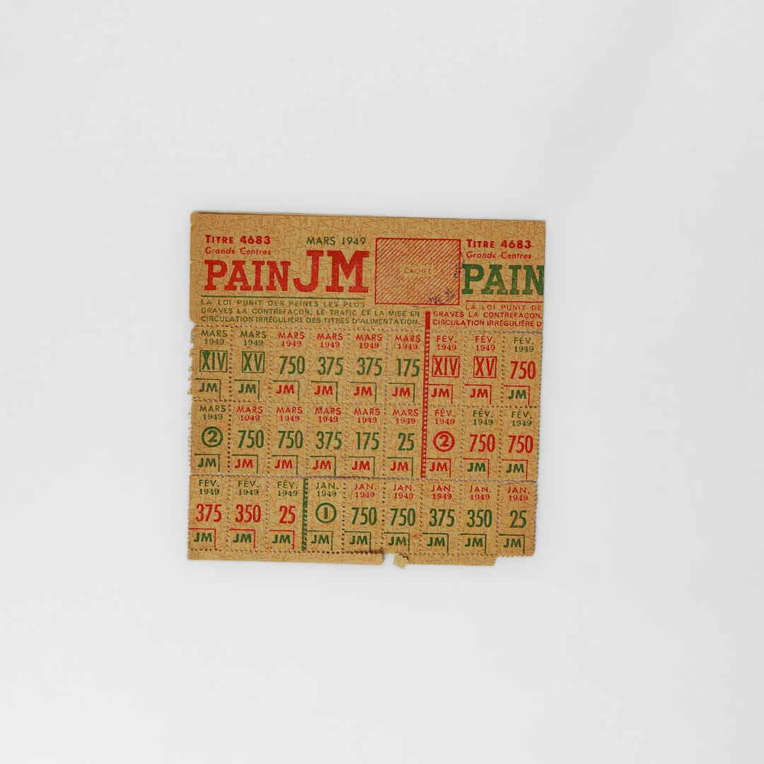 Rare Vintage French Ration Ticket Pain J.M. 1949 // Ticket De ...