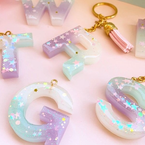Resin Letter Keychain - Etsy